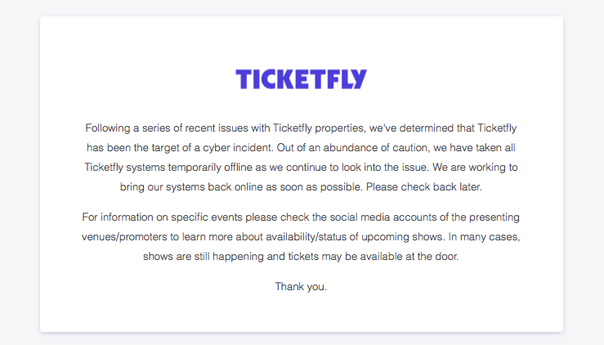 Ongoing: Ticketfly hacked, Bay Area venues affected, possible data breach